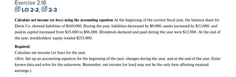 Solved Exercise 216lo 2 2 2 3calculate Net Income Or