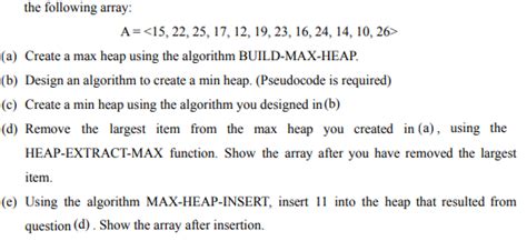 Solved The Following Array A