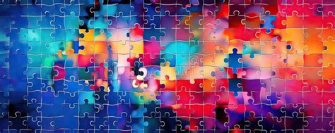 Abstract Background With A Mosaic Of Interconnected Puzzle Pieces In Vibrant Colors