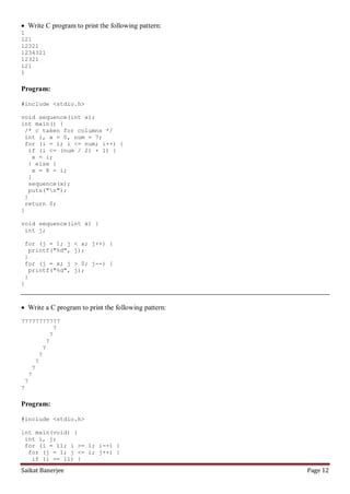 Pattern Printing In C Pdf Programming Languages Computing