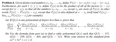 solved problem 4 given distinct real numbers x1 x2 … xn