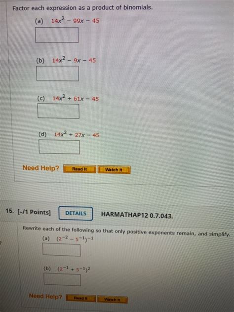 Factor Each Expression As A Product Of Binomials A