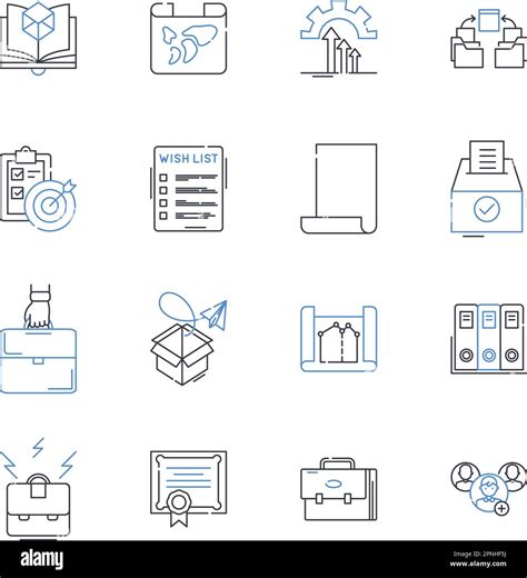 Record Organization Line Icons Collection Cataloging Categorizing
