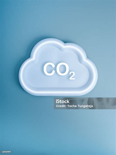 환경 지속 가능성 이산화탄소 순 제로 감소 기후 변화 개념 Co2 텍스트 아이콘 3d 흰 구름 모양 파란색 수직 배경 최소