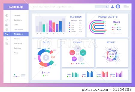 Dashboard Ui Statistic Graphs Data Charts And Stock Illustration 61354888 PIXTA