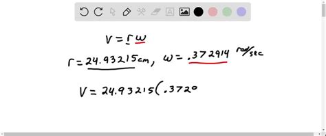 SOLVED Use the formula v r ωto find the value of the missing variable r cm ω