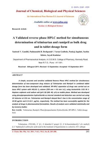 A Validated Reverse Phase Hplc Method For Simultaneous