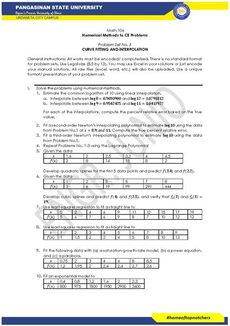 problem set no 5 numerical math 1 06 numerical methods to ce problems problem set no 5