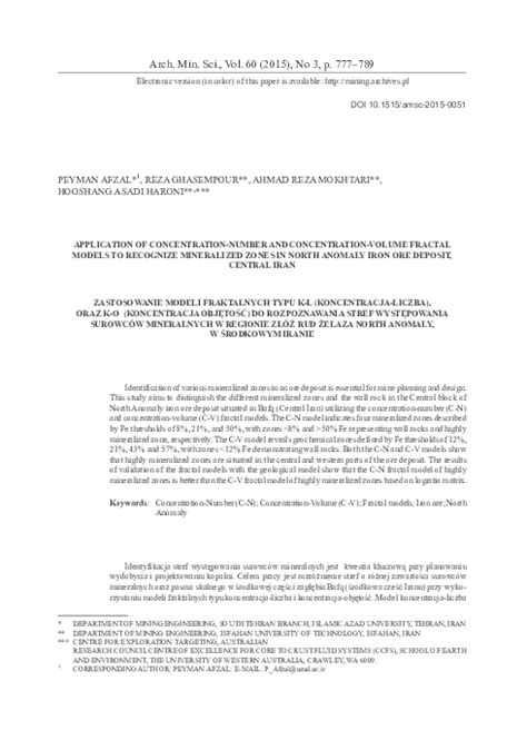 Application Of Concentration Number And Concentration Volume Fractal