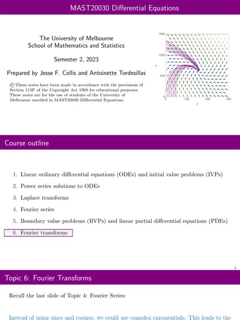 Mast20030 Lecture Notes 2023 Topic6 Pdf Convolution Differential