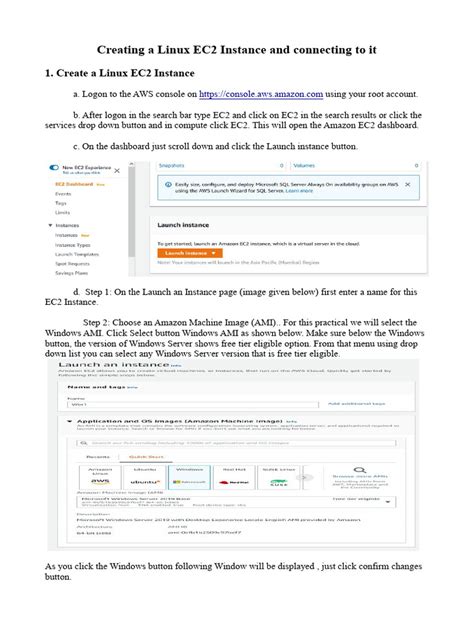 Creating A Windows Ec2 Instance And Connect Pdf Remote Desktop