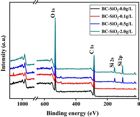 Xps Spectra Of Bc And Bc Sio2 Nanocomposites O 1s C 1s Si 2s And Si