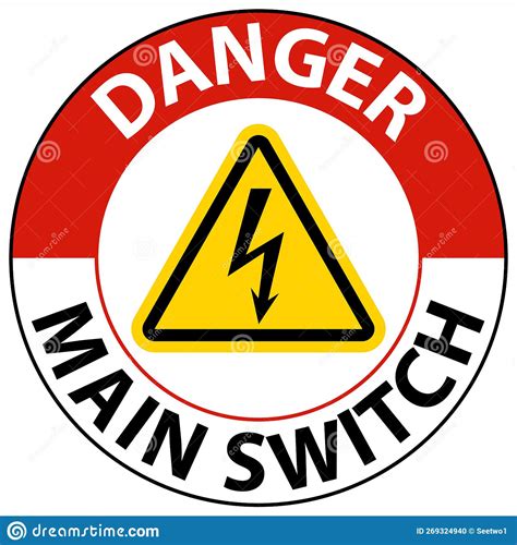 Danger Main Switch Sign On White Background Stock Vector Illustration