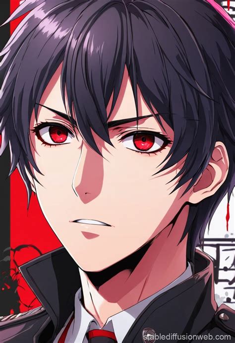 Yandere Man With Black Hair And Red Eyes Stable Diffusion Online