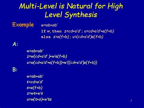 Multilevel Logic Synthesis Introduction Outline Representation Networks