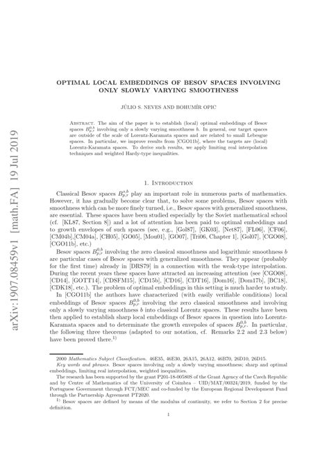PDF Optimal Local Embeddings Of Besov Spaces Involving Only Slowly Varying Smoothness