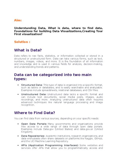 Tableau Powerbi Lab Experiment 1 Aim Understanding Data What Is Data Where To Find Data