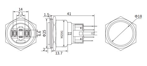 25mm 1no1nc stainless steel metal push button switch elevator taileiok