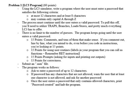 solved problem 1 [lc3 ﻿program] 60 ﻿points using the lc3