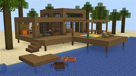 Minecraft How To Build A Wooden Beach House Youtube