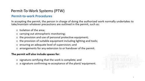 Permit To Work Systems Ptw Pdf