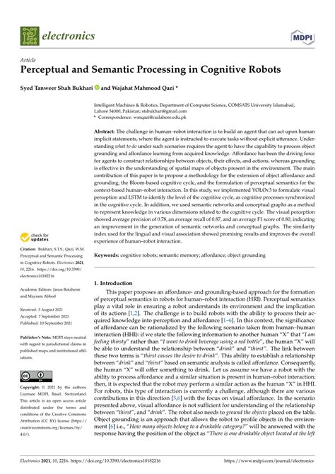 Pdf Perceptual And Semantic Processing In Cognitive Robots