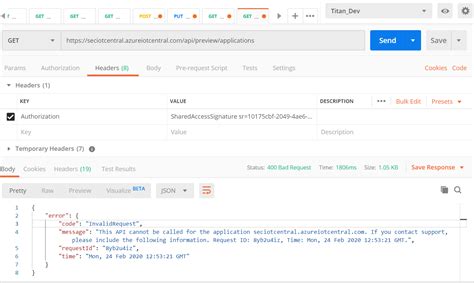 Azure Iot Central Rest Api This Api Cannot Be Called For The