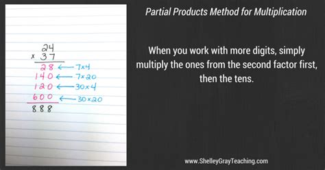 Using The Partial Products Method For Multi Digit Multiplication