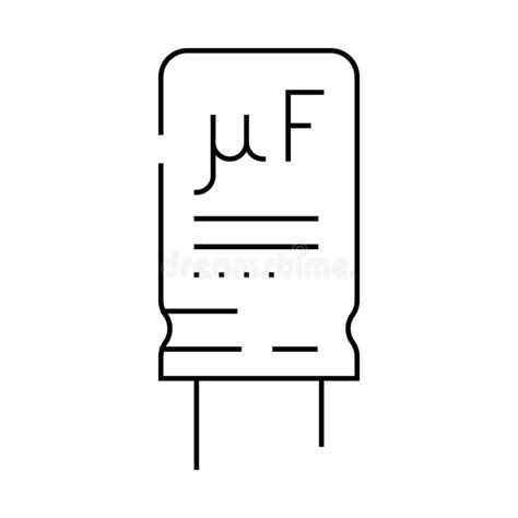 Electrolytic Capacitor Electronic Component Line Icon Vector
