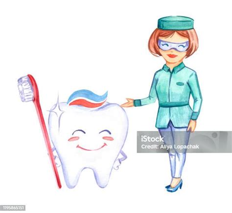 치과 예술 치아 패턴 치과 의사 칫 솔 치약 수채화 일러스트레이션입니다 소리 이빨 아름다운 미소 제복을 입은 간호사 의학 인간의 건강 간호사에 대한 스톡 벡터 아트 및 기타