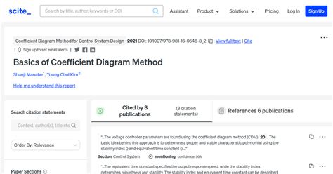 Citation Report Basics Of Coefficient Diagram Method