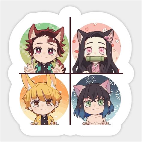 Demon Slayer Tanjiro Nezuko Zenitsu Inosuke Cute Chibi Art Sticker