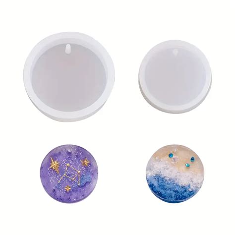 10pcs 평면 원형 Diy 펜던트 실리콘 몰드 수지 주조 금형 Uv 수지 에폭시 수지 쥬얼리 만들기 흰색 Temu Korea