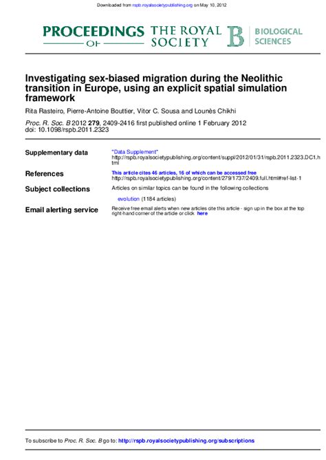 Investigating Sex Biased Migration During The Neolithic Transition In
