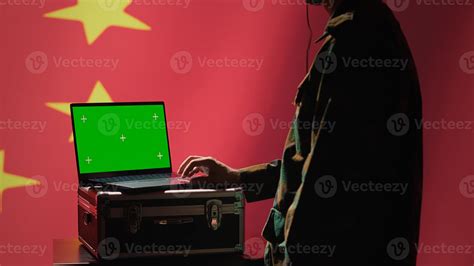 Chinese Air Defense Using Radar System On Green Screen Laptop To Detect Intercontinental