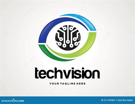 Tech Vision Logo Template Design Vector Emblem Design Concept