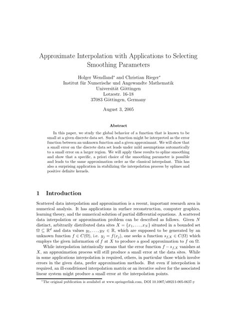 pdf approximate interpolation with applications to selecting