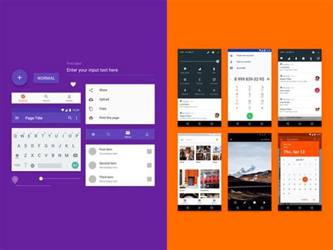 Android Nougat GUI Free PSD Templates