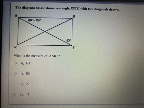 answered the diagram below shows rectangle rstu… bartleby
