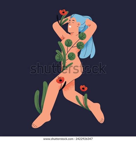 Naked Woman Wrapped Flowers Nude Girl Stock Vector Royalty Free Shutterstock