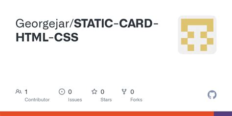 GitHub Georgejar STATIC CARD HTML CSS