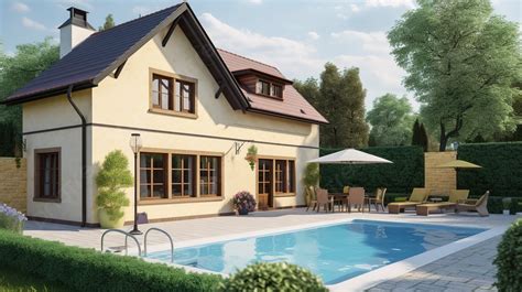 수영장 장식 전통적인 스타일의 새 집 3d 렌더링 집 외관 현대 집 별장 배경 일러스트 및 사진 무료 다운로드 Pngtree