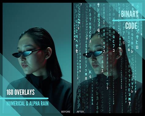 binary code numerical and alpha rain overlays by 1001graphics