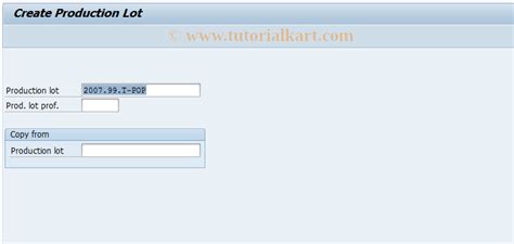 MDL SAP Tcode Create Production Lot