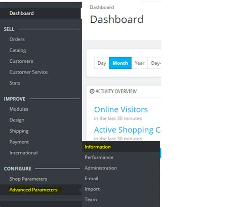 PrestaShop Store Configuration Information Studyopedia