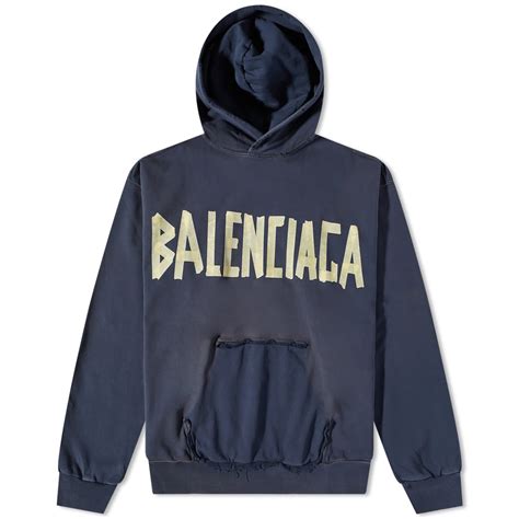 Balenciaga Tape Type Popover Hoodie Marine Blue End Hk