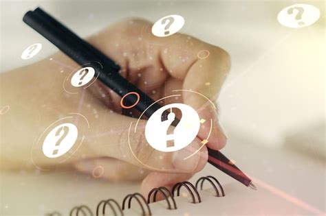 premium photo creative abstract question mark sketch and man hand