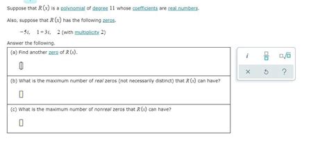 Solved Suppose That R X Is A Polynomial Of Degree 11 Whose Chegg Com