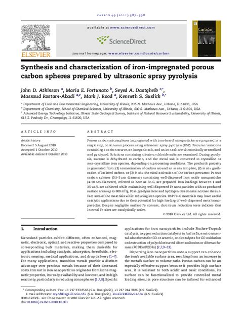 Pdf Synthesis And Characterization Of Iron Impregnated Porous Carbon Spheres Prepared By