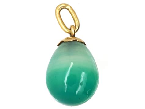 Gold And Green Chalcedony Easter Egg 908h The Antique Jewellery Company
